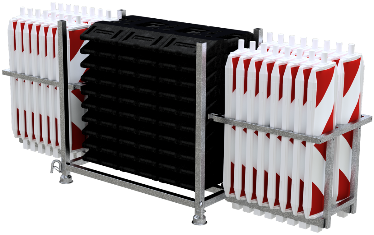 SET | with 30 traffic panels and accessories | on stacking pallet and ...