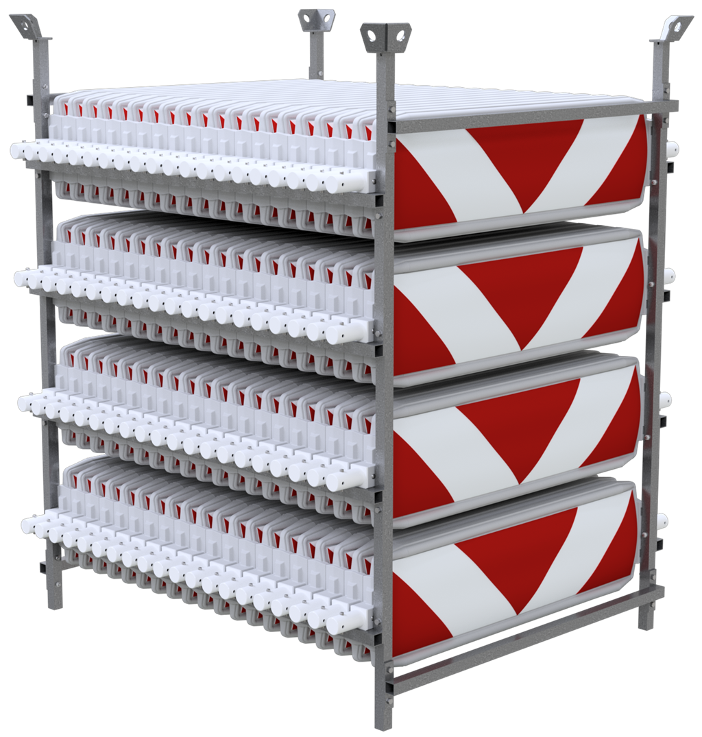 SET | with 80 traffic panels | on storage and transport frame | film ...